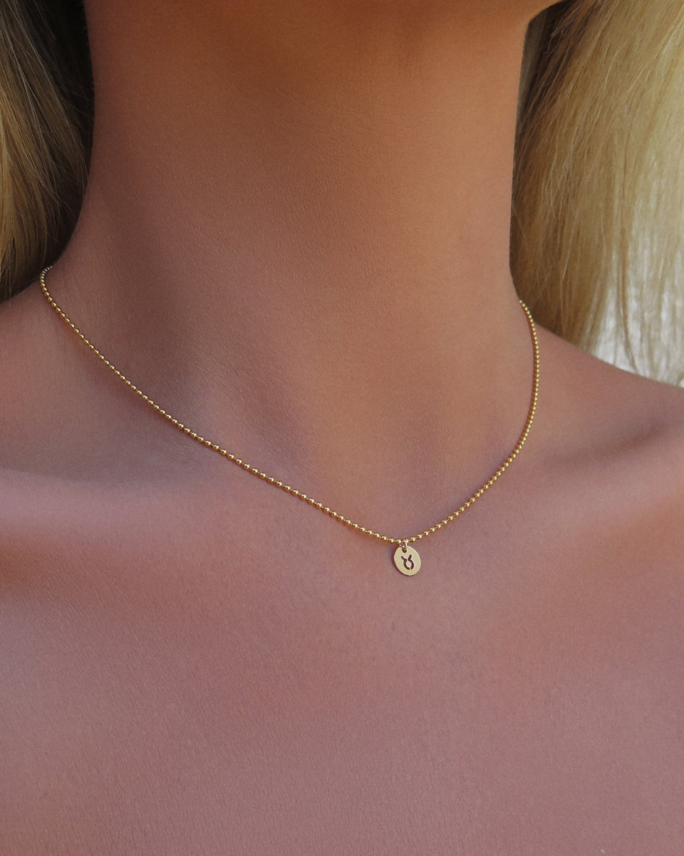 ZODIAC BEAD CHAIN NECKLACE- 14k Yellow Gold - The Littl A$169.99 14k ...
